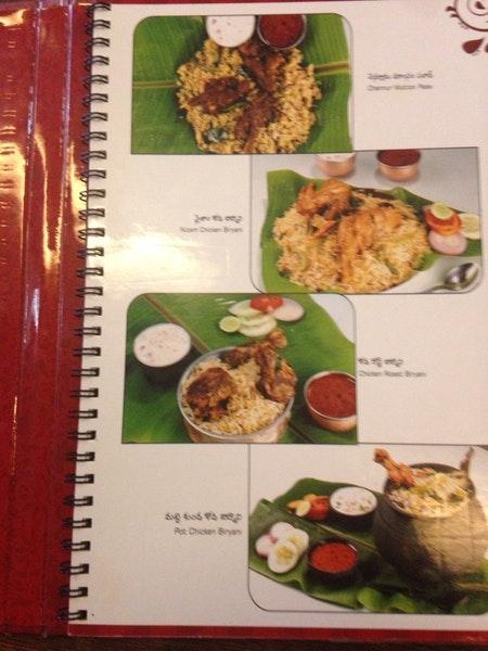 Menu at Kritunga, Hyderabad, near to RTO