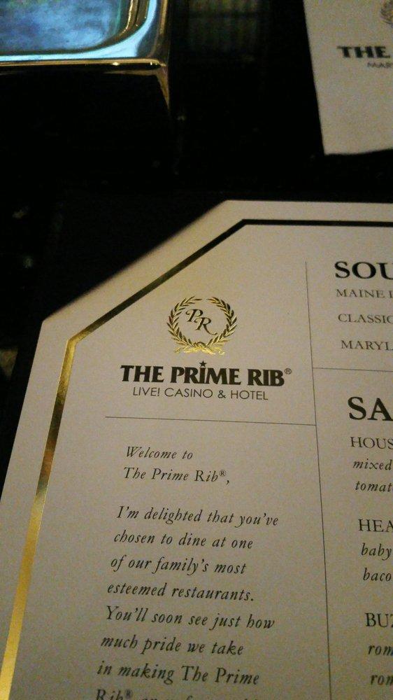Menu at The Prime Rib at Live! Casino & Hotel steakhouse, Hanover ...
