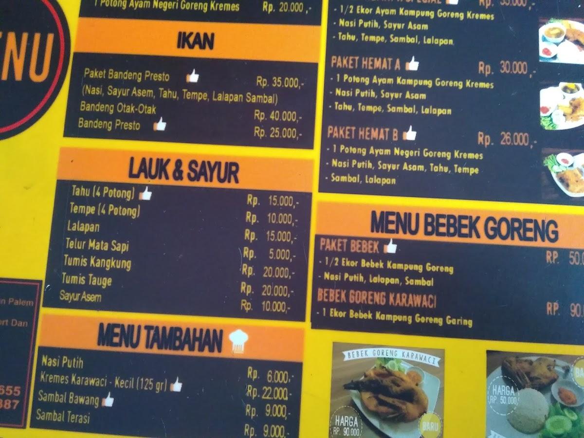 Menu at Ayam Goreng Karawaci restaurant, West Jakarta, Ruko Mutiara ...