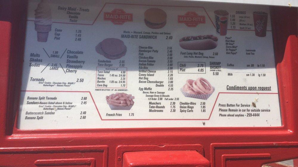 Menu at Maid-Rite restaurant, Lexington
