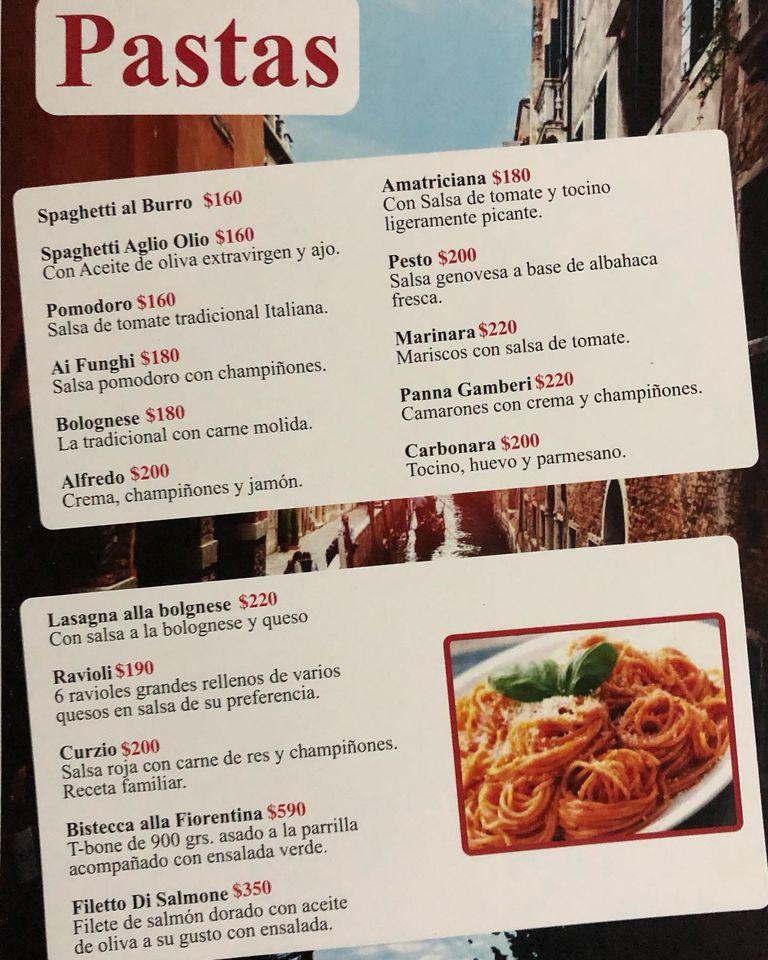 Carta del restaurante Trattoria di Mario, Monterrey
