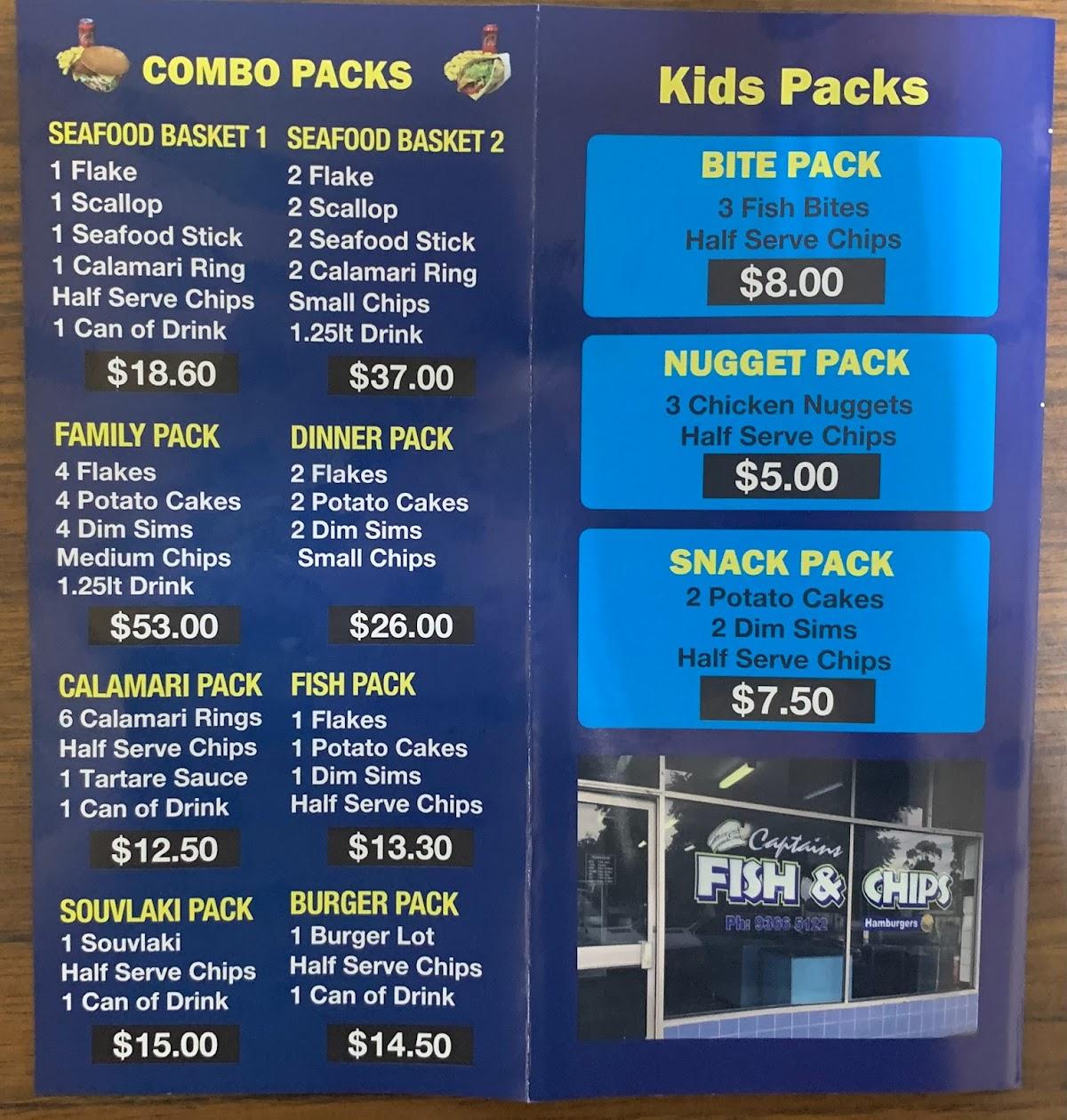 Menu at Captains Fish & Chips fast food, Saint Albans