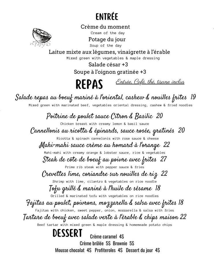 Menu au Restaurant Citron et Basilic, Huntingdon