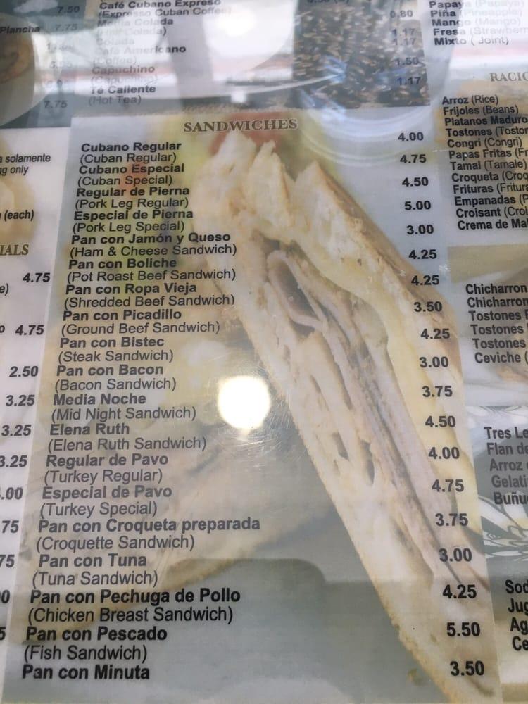 Menu at Dos Ruedas Restaurant, Palmetto Bay
