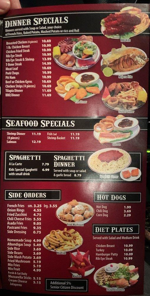 Menu at Terry's Cafe, Stanton