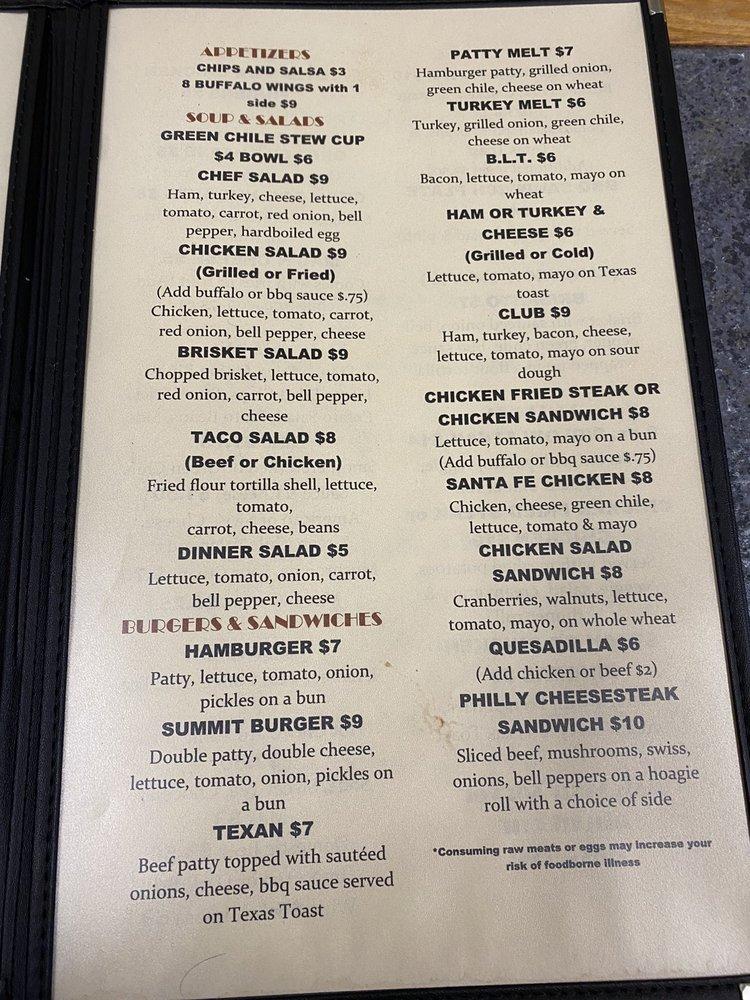 Menu at Alto Cafe, Alto, 810 NM-48