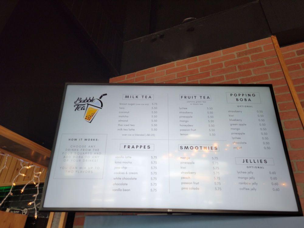 Menu at Bubble Tea, Waukegan