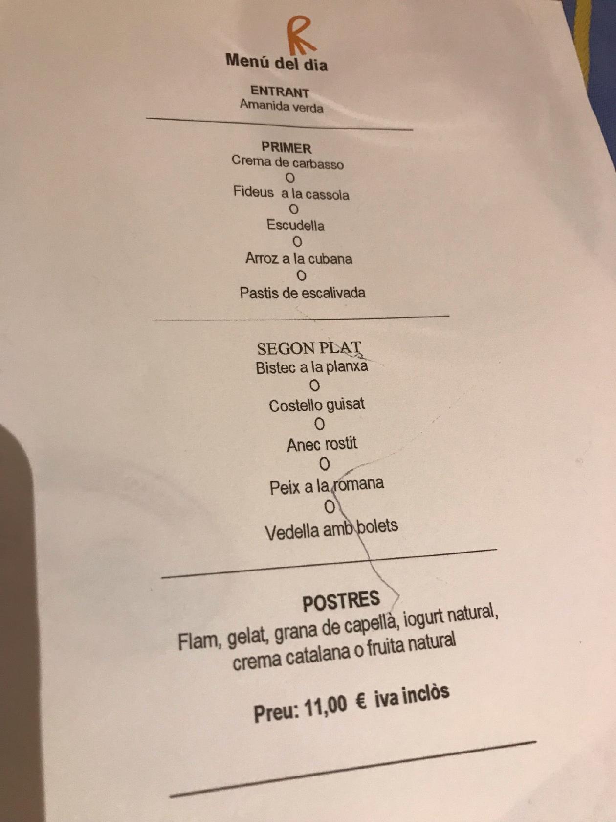 Carta del restaurante Can Roca, Gerona, Ctra. del Taialà