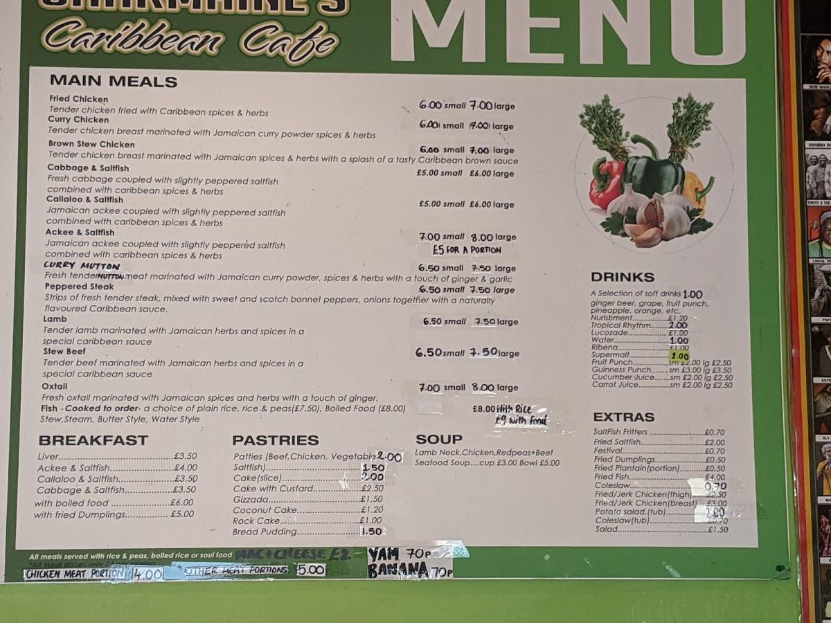 Menu at Charmaine's Caribbean Cafe, Huddersfield