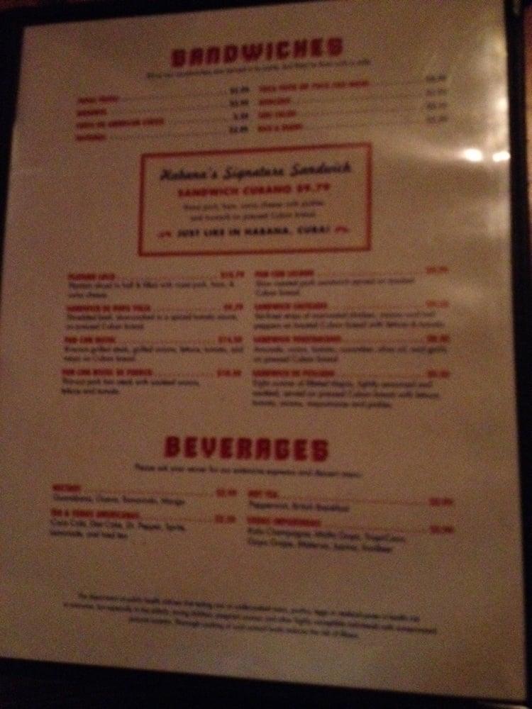 Menu at Habana Restaurant, Austin, S Congress Ave
