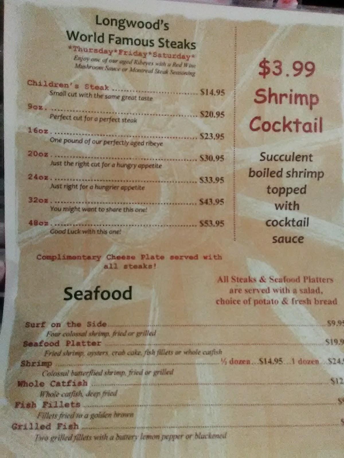 Menu at Longwood General Store and Casino restaurant, Shreveport