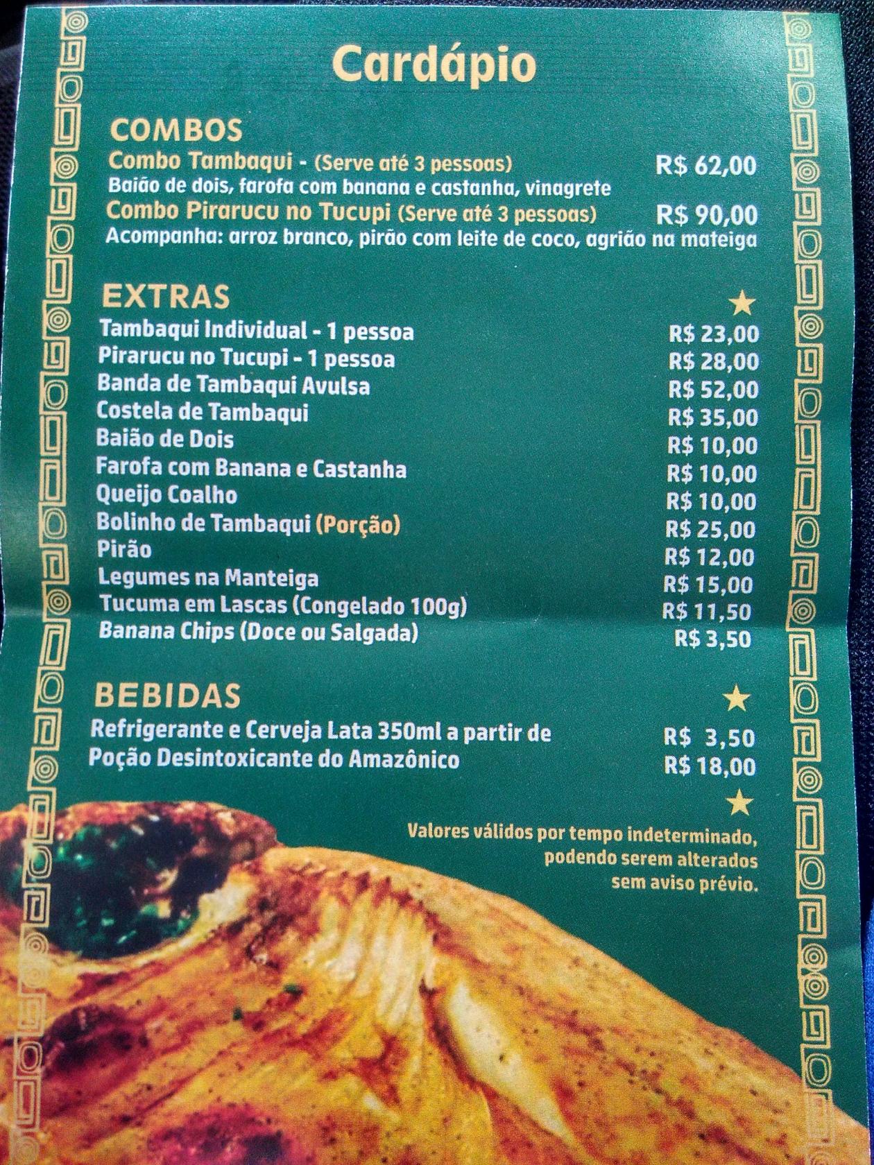 Menu at O Amazônico restaurant, Curitiba, Alameda Doutor Carlos de ...