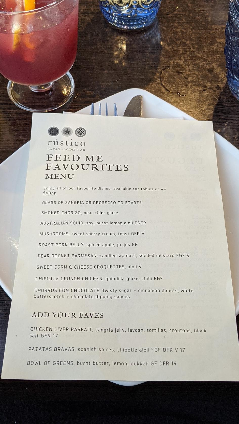 Menu at Rustico pub & bar, Rockingham