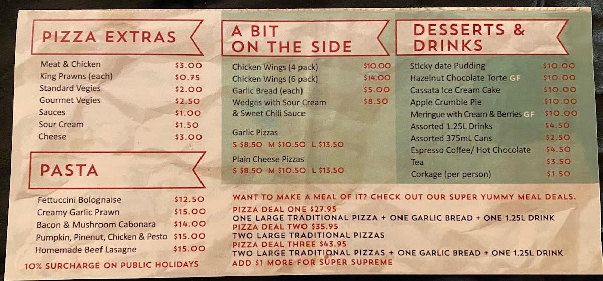 Menu at Tenterfield Gourmet Pizza pizzeria, Tenterfield