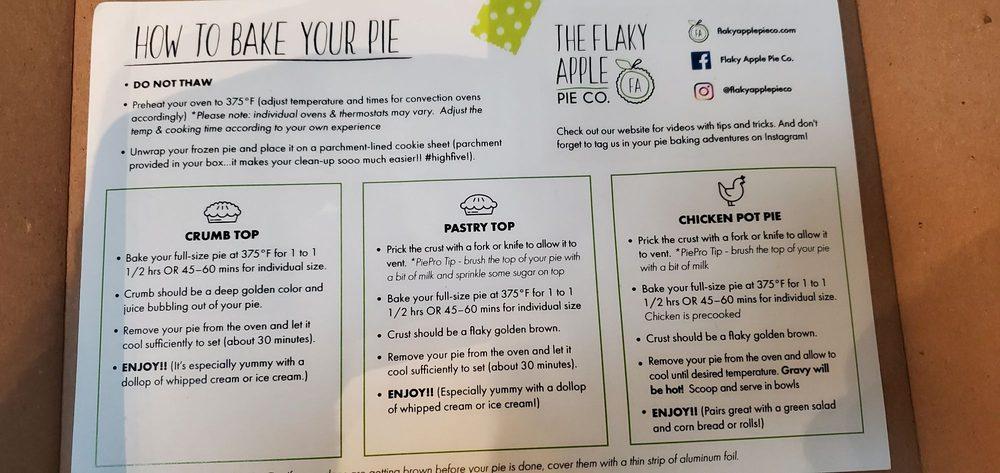 Menu at The Flaky Apple Pie Co. desserts, Costa Mesa