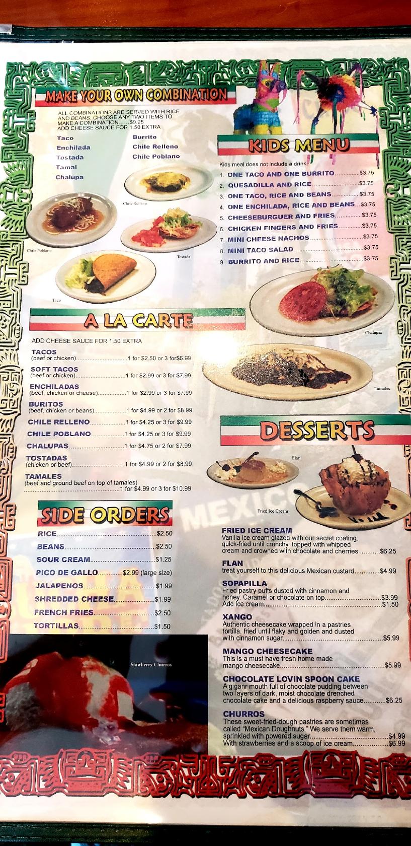 Menu at Dos Amigos Mexican Restaurant, Milford, 217 Rivers Edge Dr