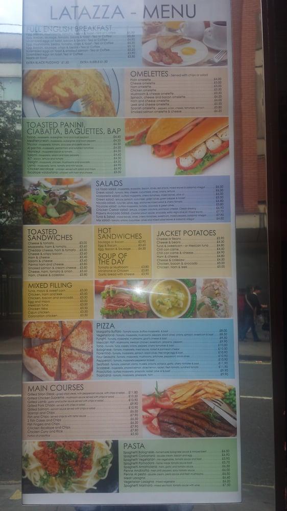 Menu at La Tazza Cafe, London