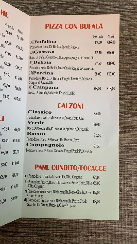 Menu at Pizzeria 90, Trecastagni