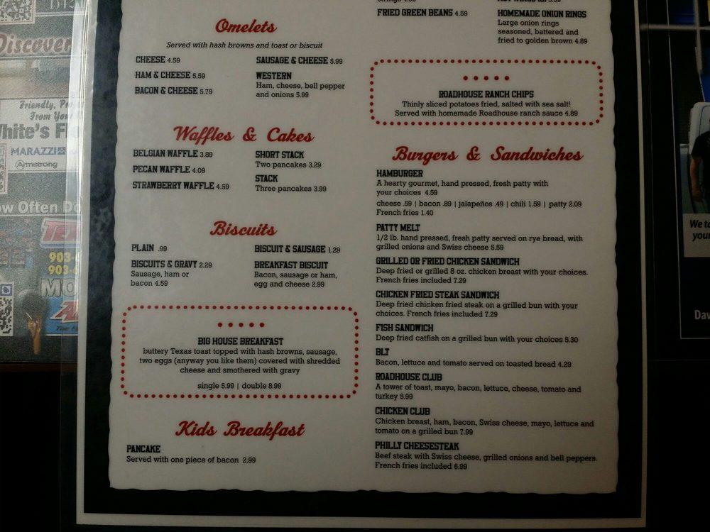 Menu at Roadhouse Family Diner steakhouse, Paris