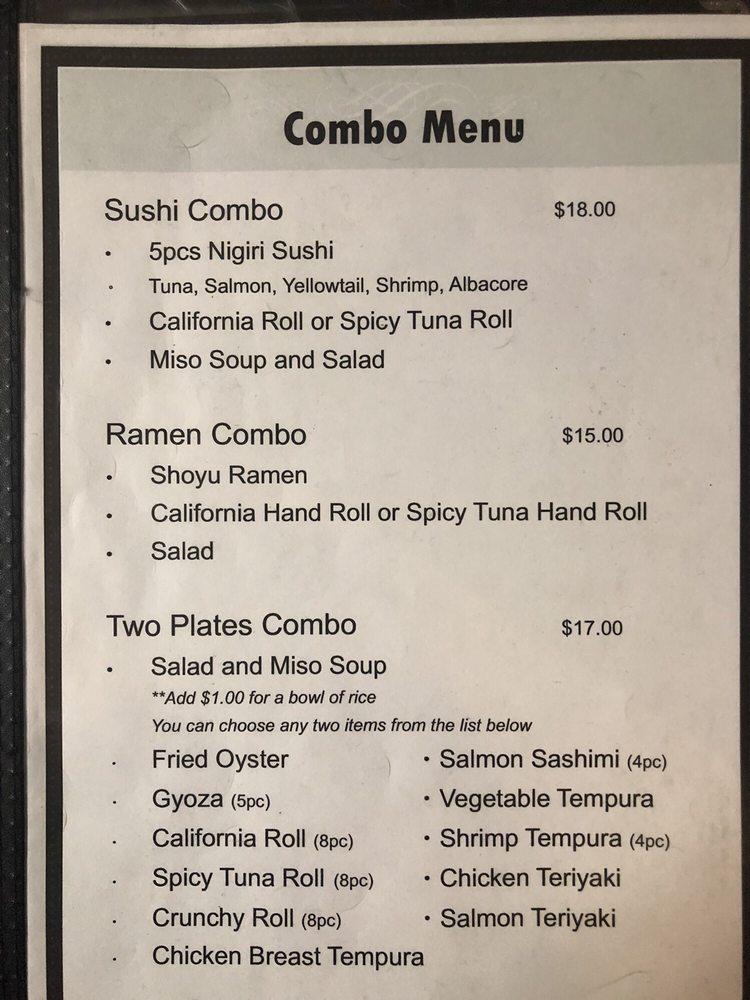 Carta de Ten Japan Japanese Restaurant, Gilroy