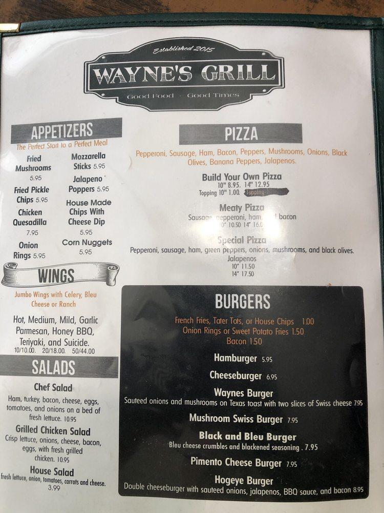 Menu at Wayne's Grill restaurant, Livingston, E Main St