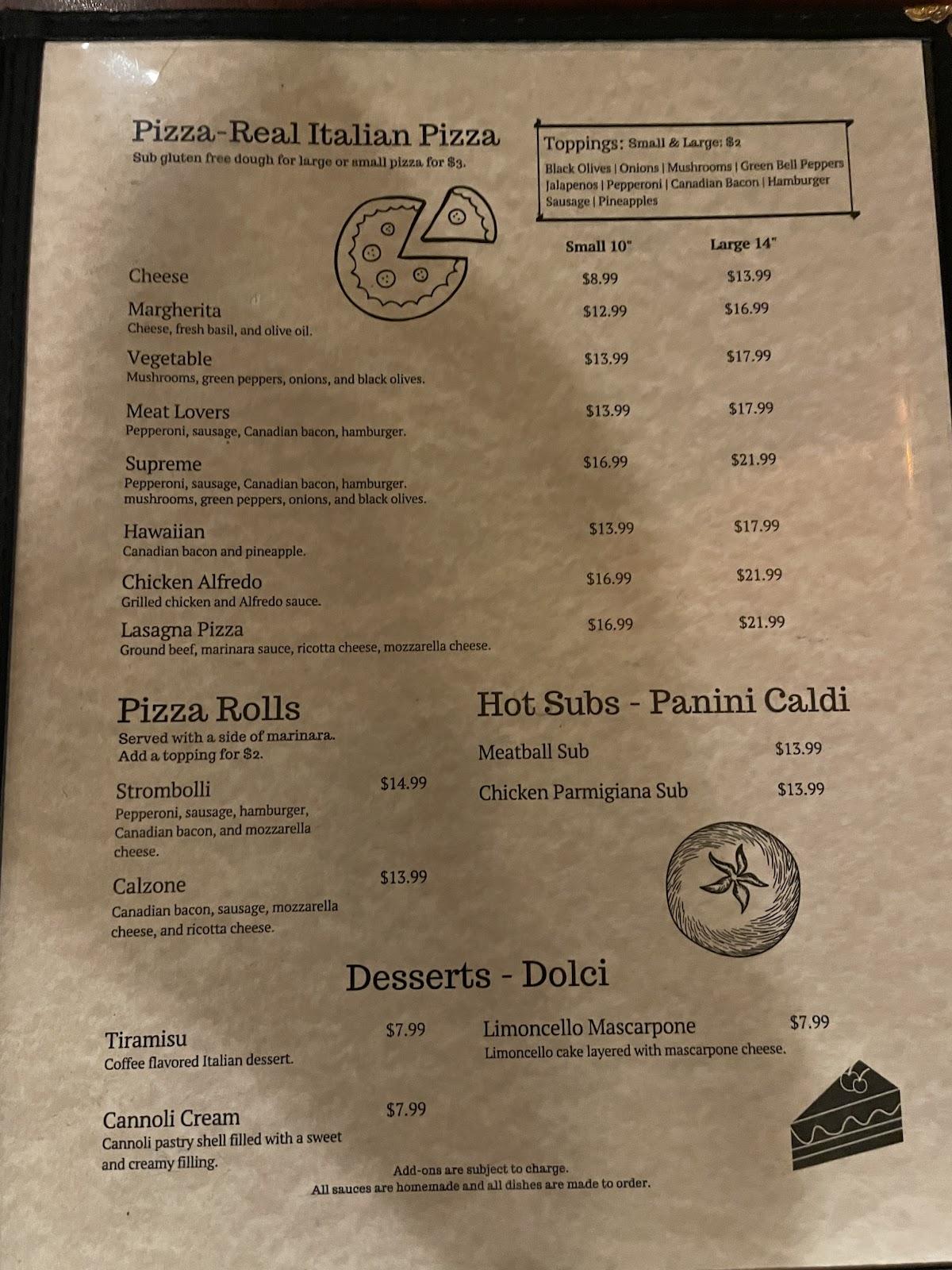 Menu at Bella's Italian Restaurant, Lee's Summit
