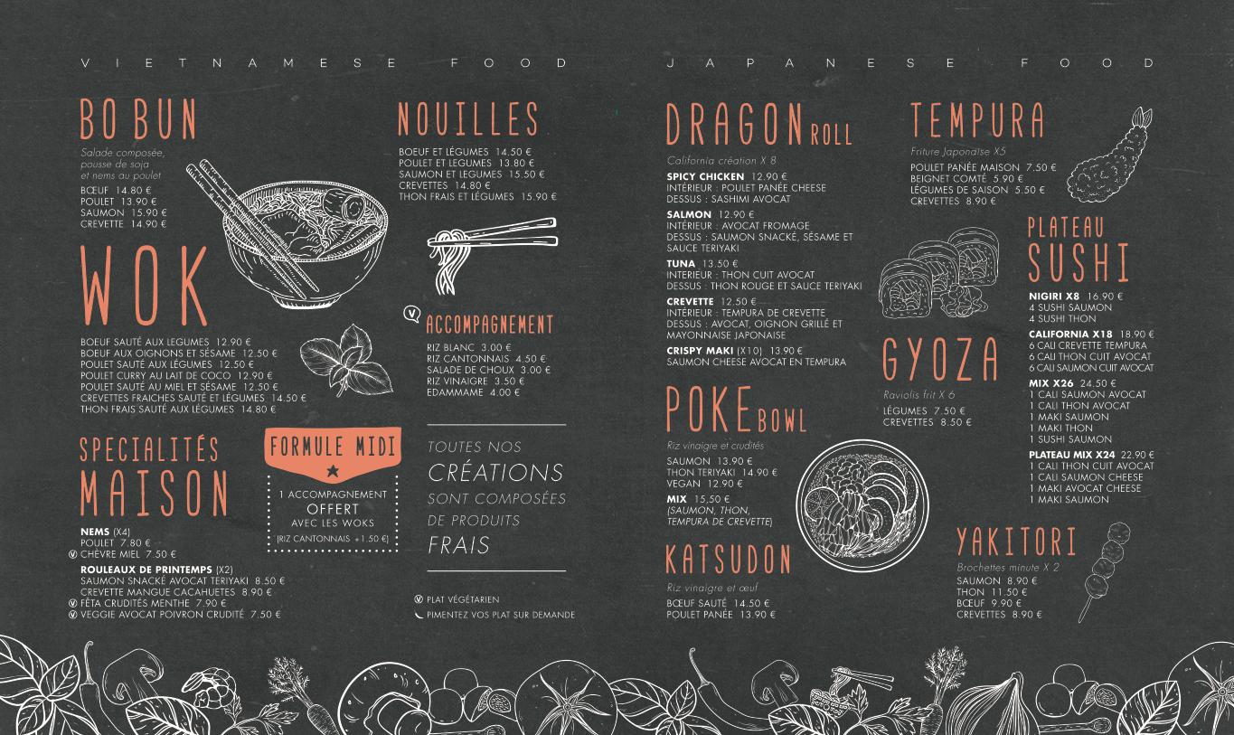 Menu at Bobun shop restaurant, Marseille