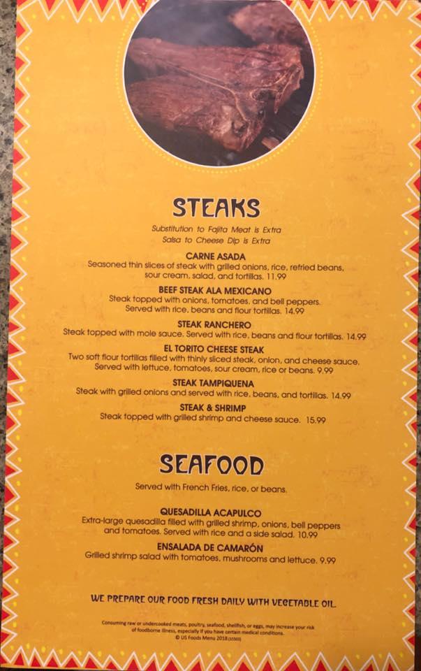 Menu at EL TORITO MEXICAN RESTAURANT, Logan