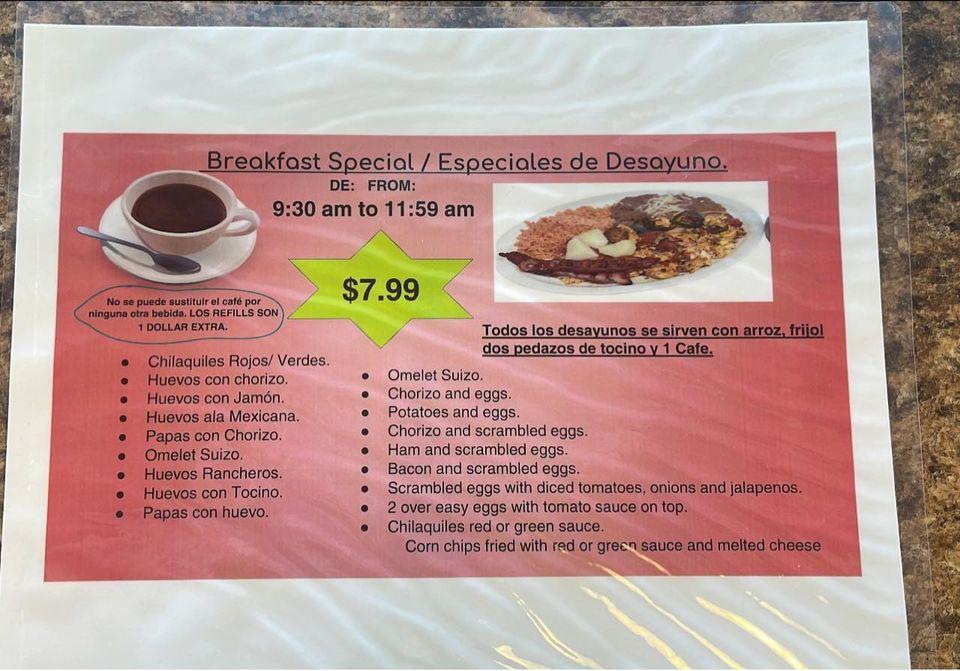 Menu at El Canelo restaurant, Calumet City, 700 Burnham Ave