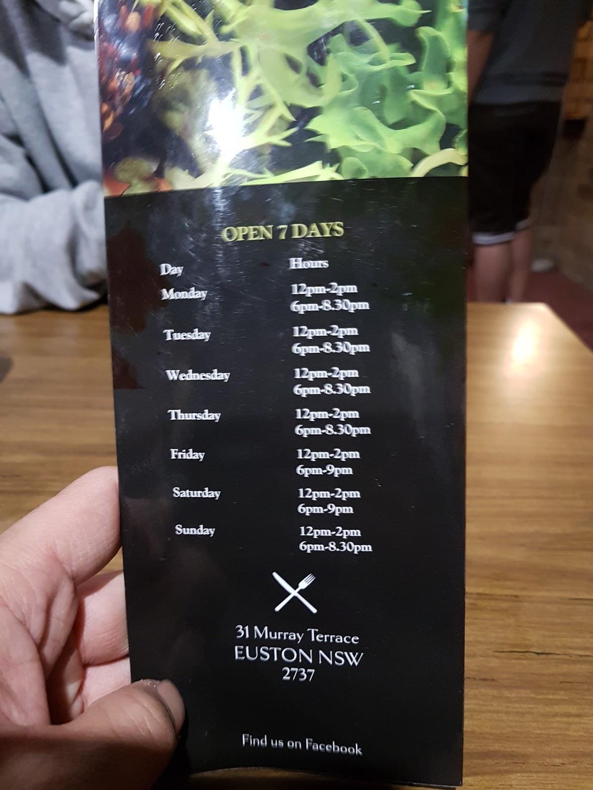 Menu at Euston Royal Hotel Terrace 31 Restaurant, Euston
