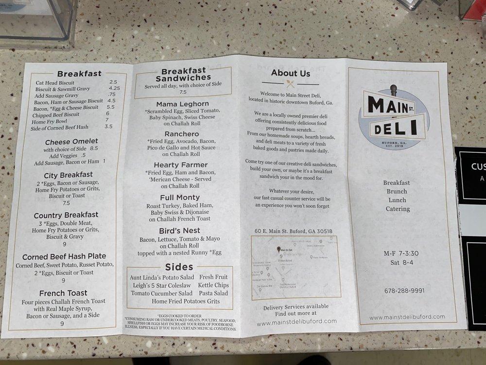 Menu at Main St. Deli cafe, Buford
