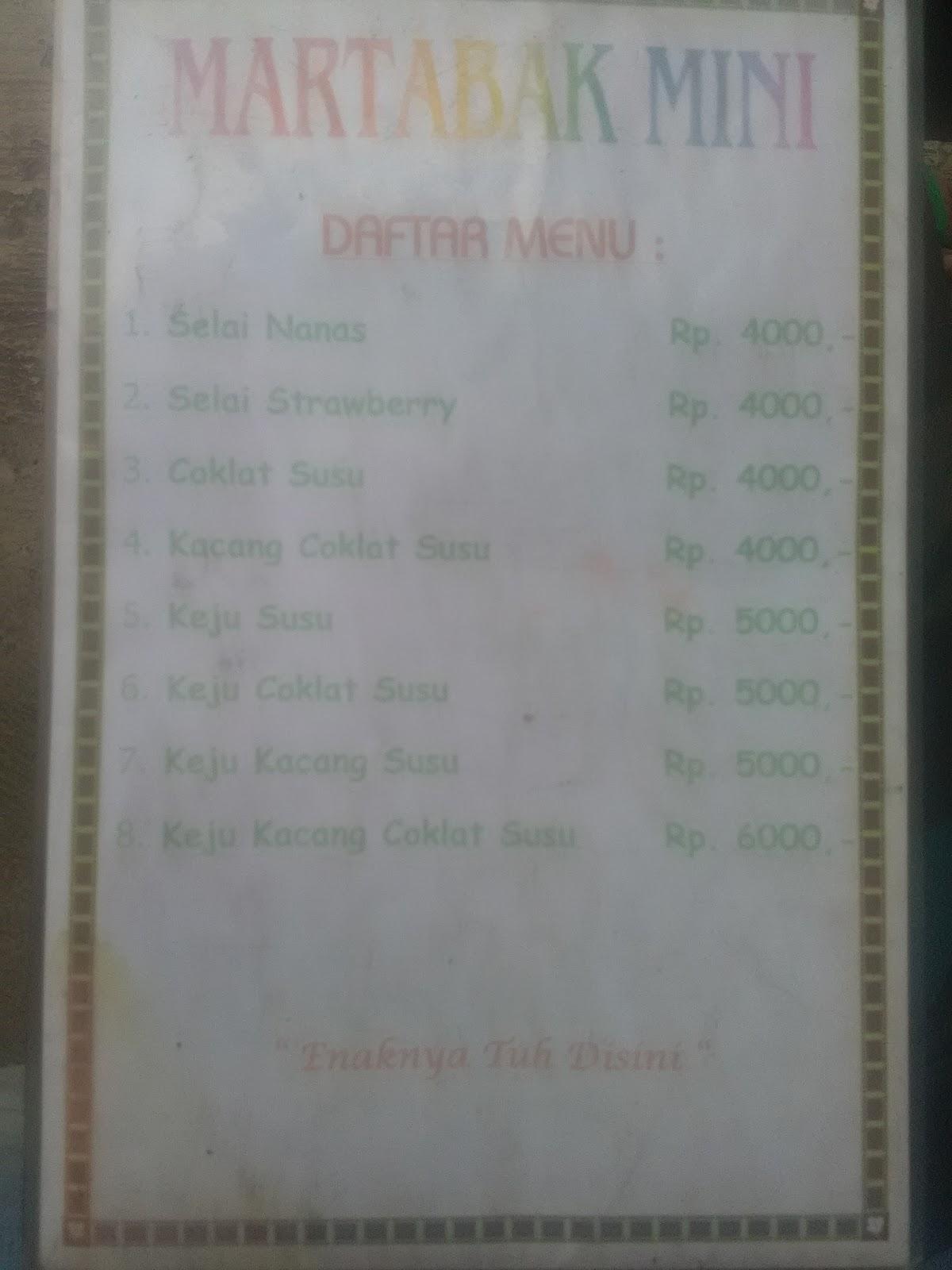 Menu at Martabak Mini Bang iki restaurant, Bekasi Regency