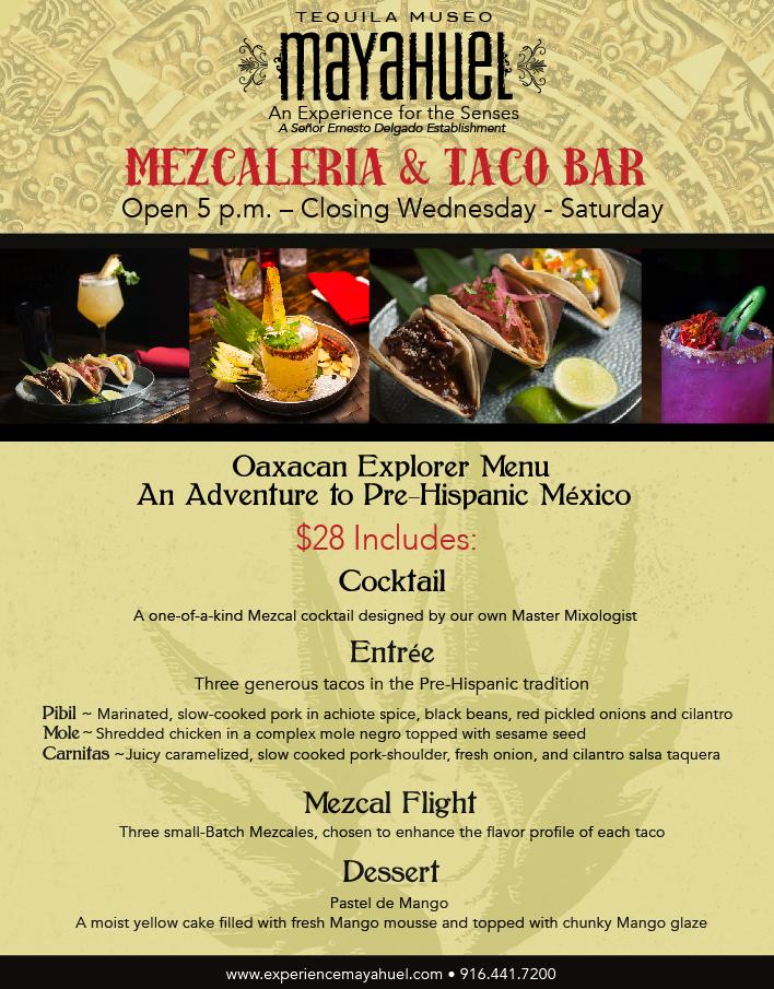 Menu at Mayahuel pub & bar, Sacramento