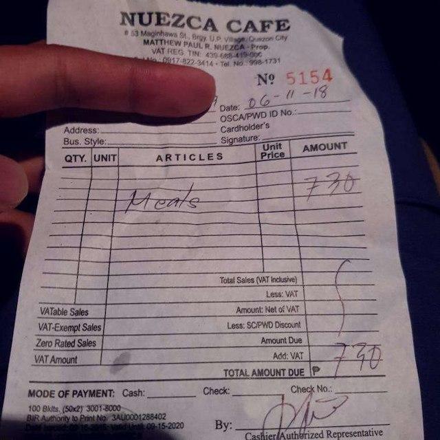 Menu at Nuezca Cafe, Quezon City