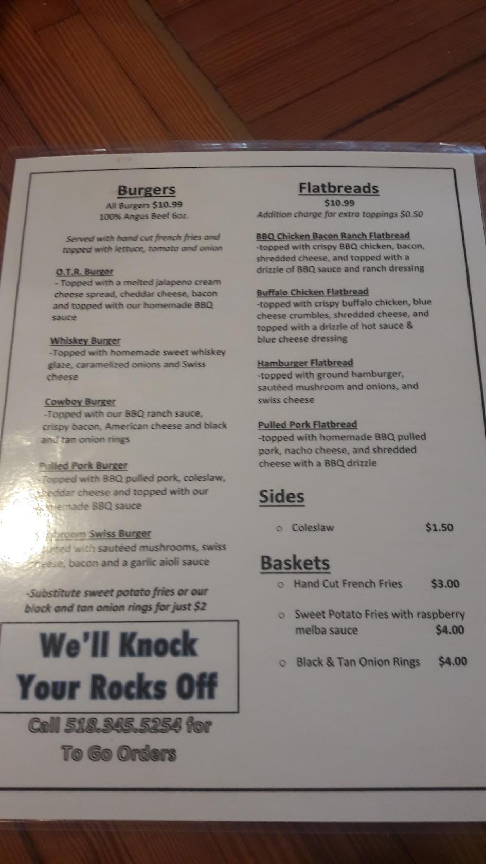 Menu at On The Rocks Pub, Granville