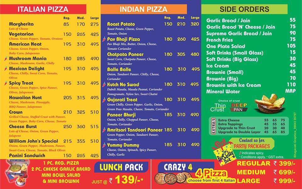 Menu at William John's Pizza (Nizampura), Vadodara