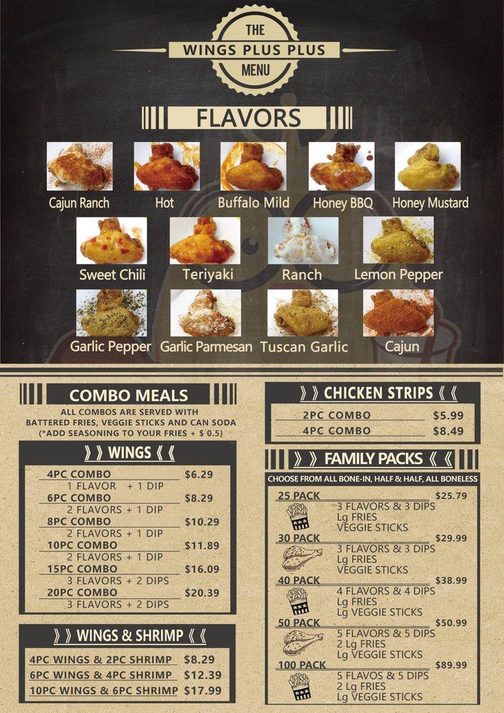 Menu at Wings ++ restaurant, West Sacramento