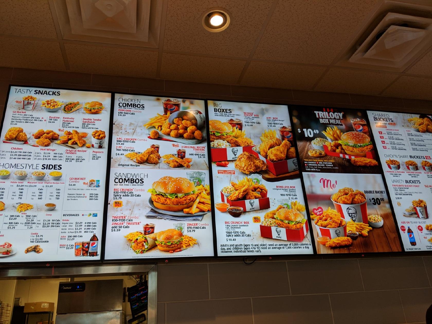 Menu at KFC fast food, Markham, 66 Copper Creek Dr