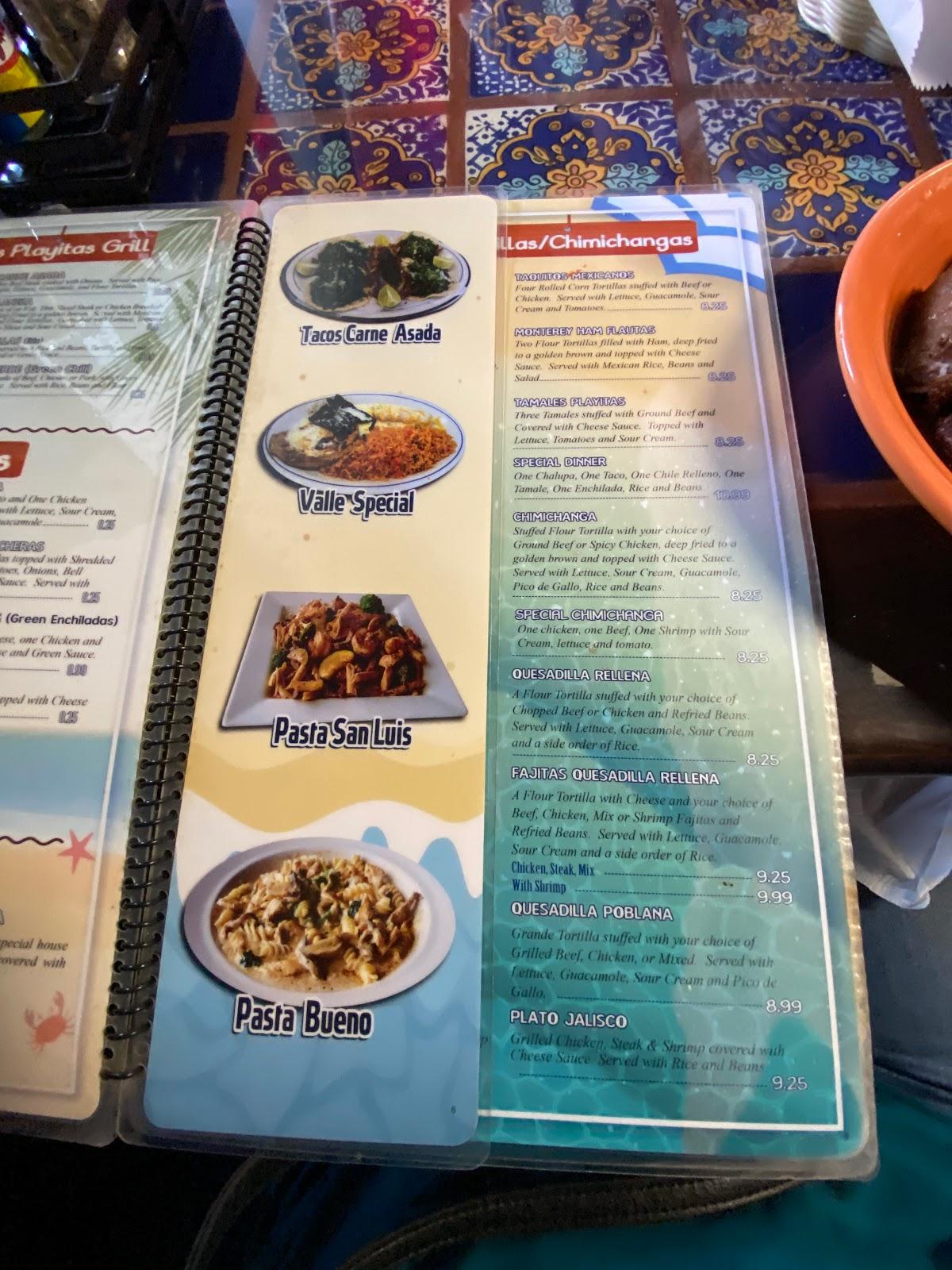 Menu at Las Playitas Greers Ferry restaurant, Greers Ferry