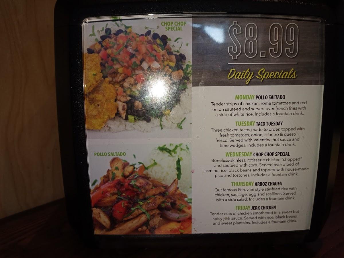 Menu at Alpaca Peruvian Charcoal Chicken restaurant, Apex