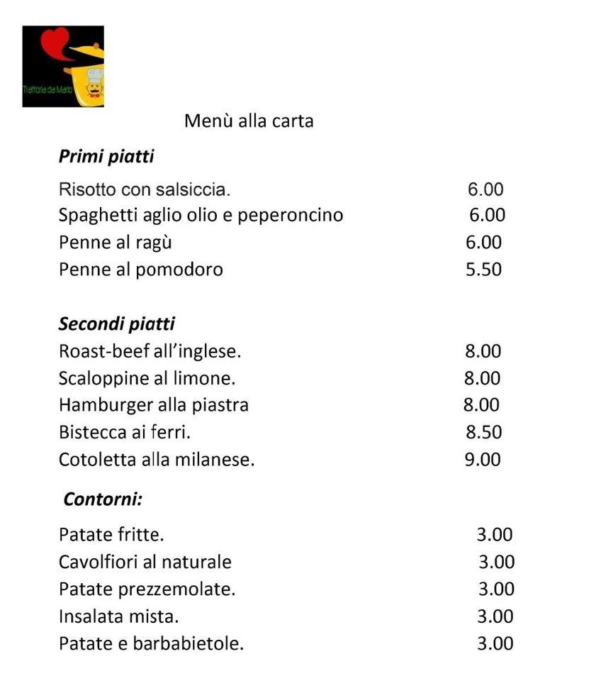 Menu da Bar Trattoria da Mario, Senago