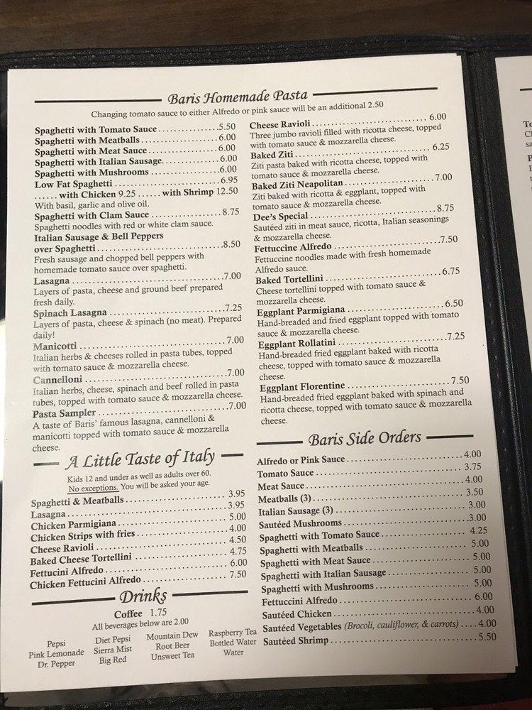 Menu at Baris, Waco, 904 N Valley Mills Dr