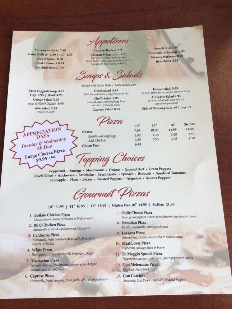 Menu at DiMaggio Pizza & Pasta pizzeria, Canton