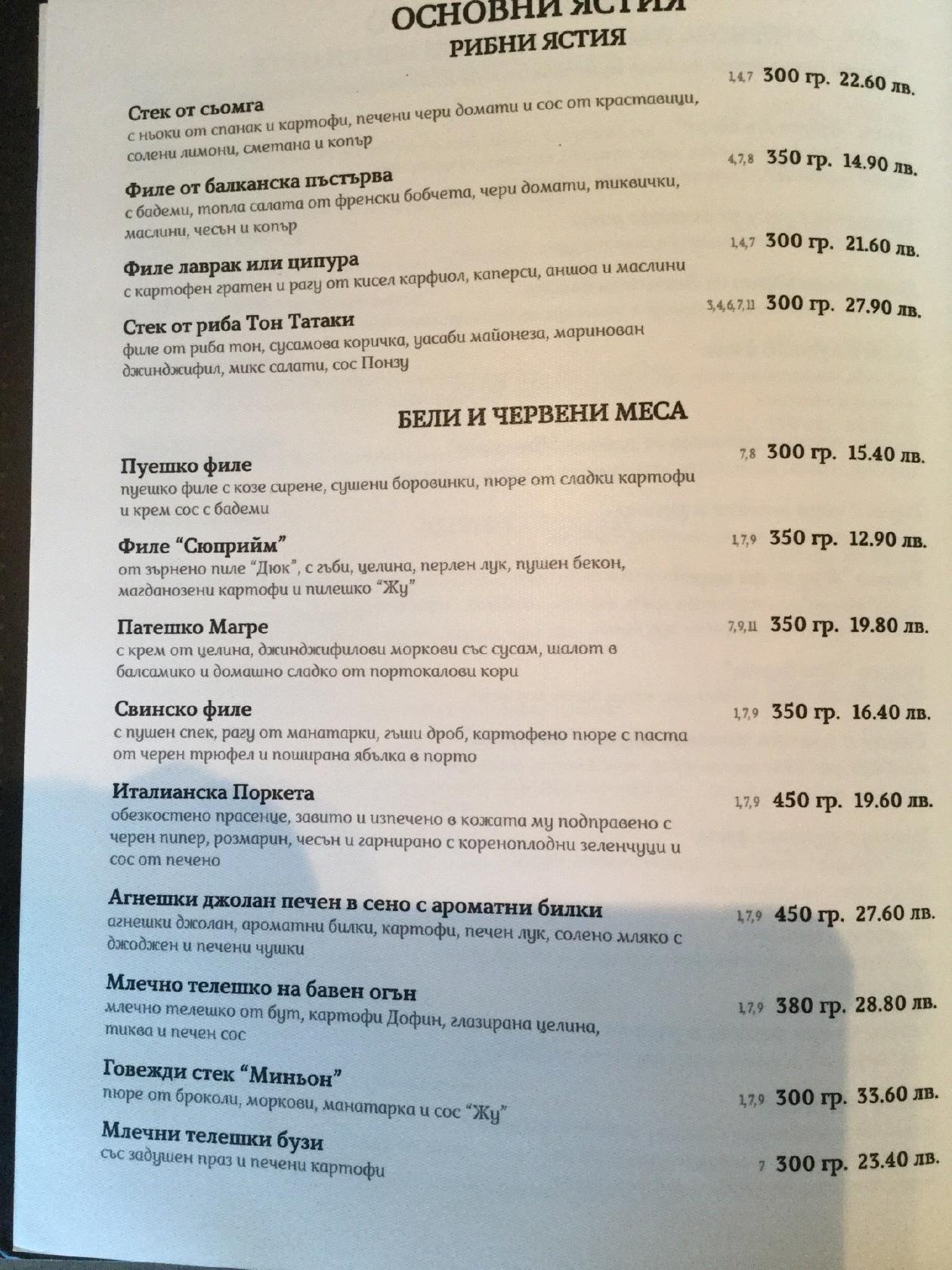 Menu at Marché Restaurant, Varna, Sea Garden