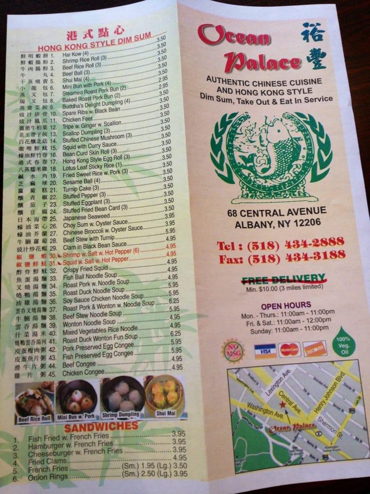 Menu at Ocean Palace restaurant, Albany, 68 Central Ave