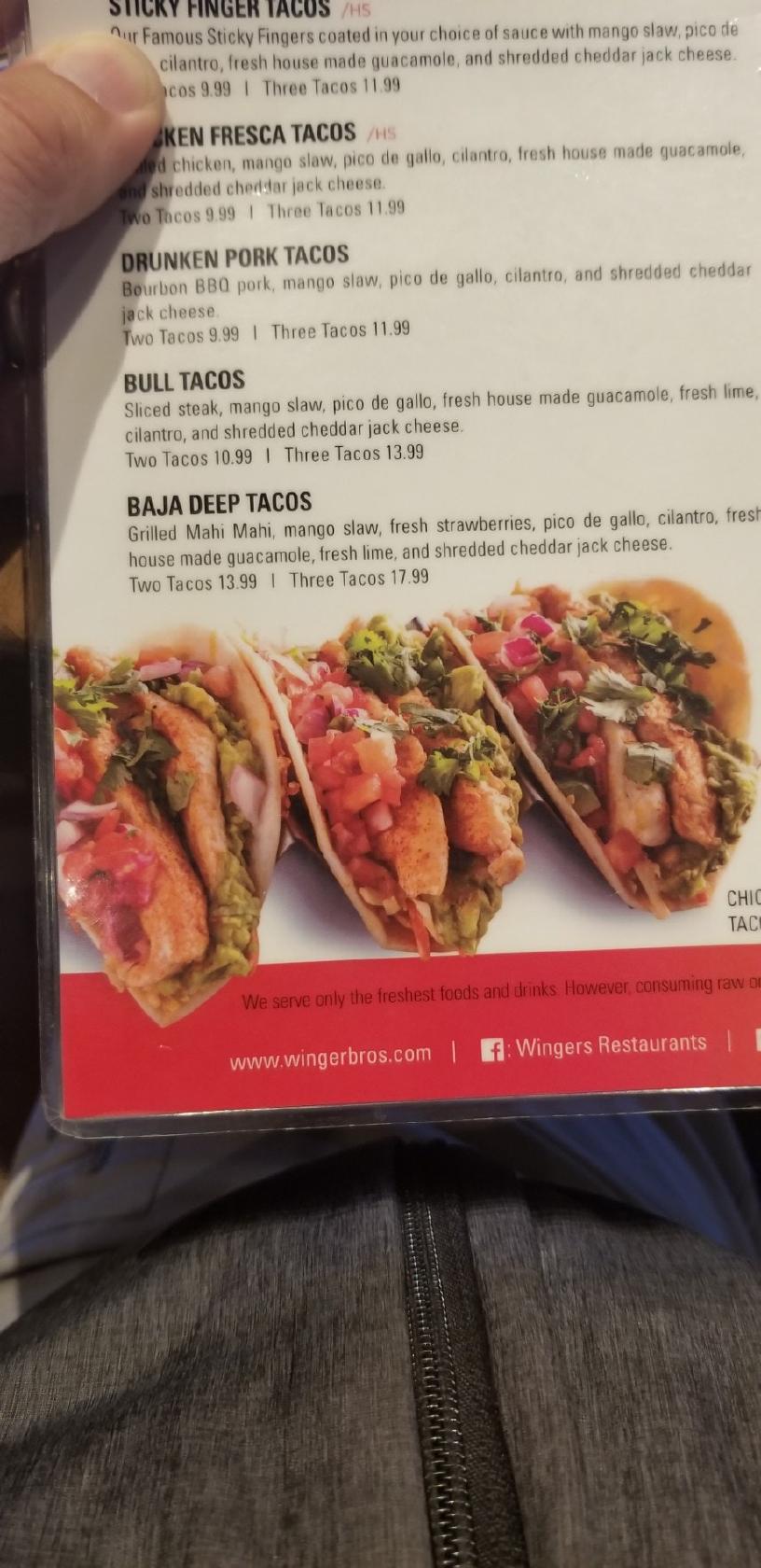 Menu at WINGERS Restaurant, Winnemucca