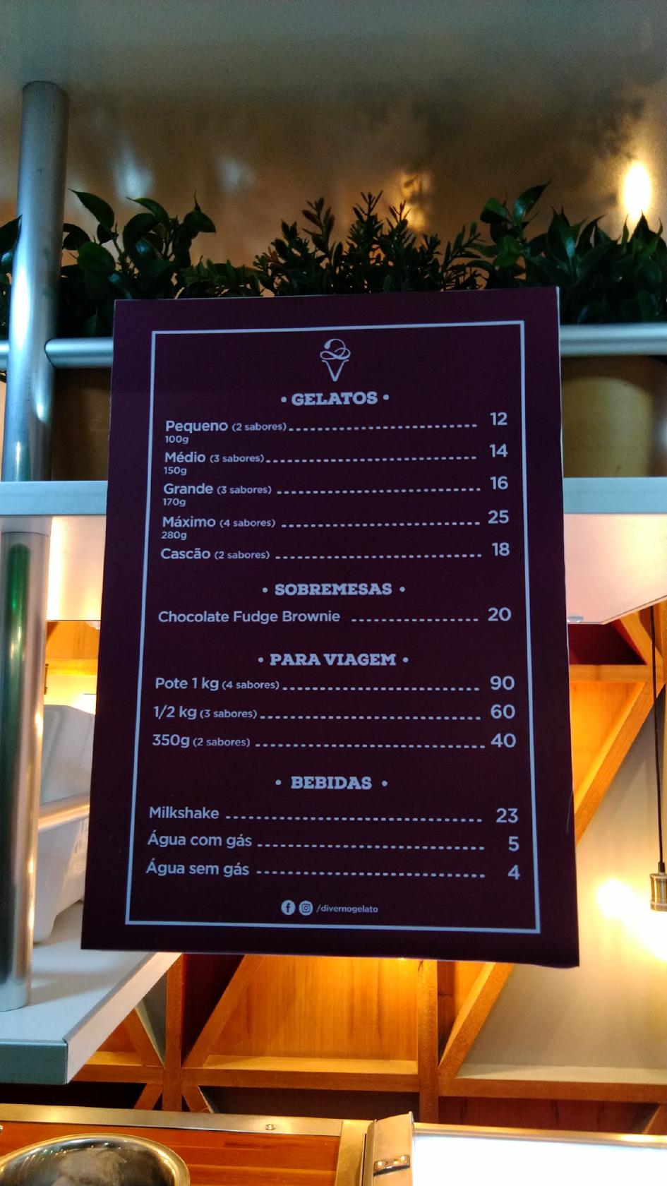 Menu em Diverno Gelato restaurante, São Luís