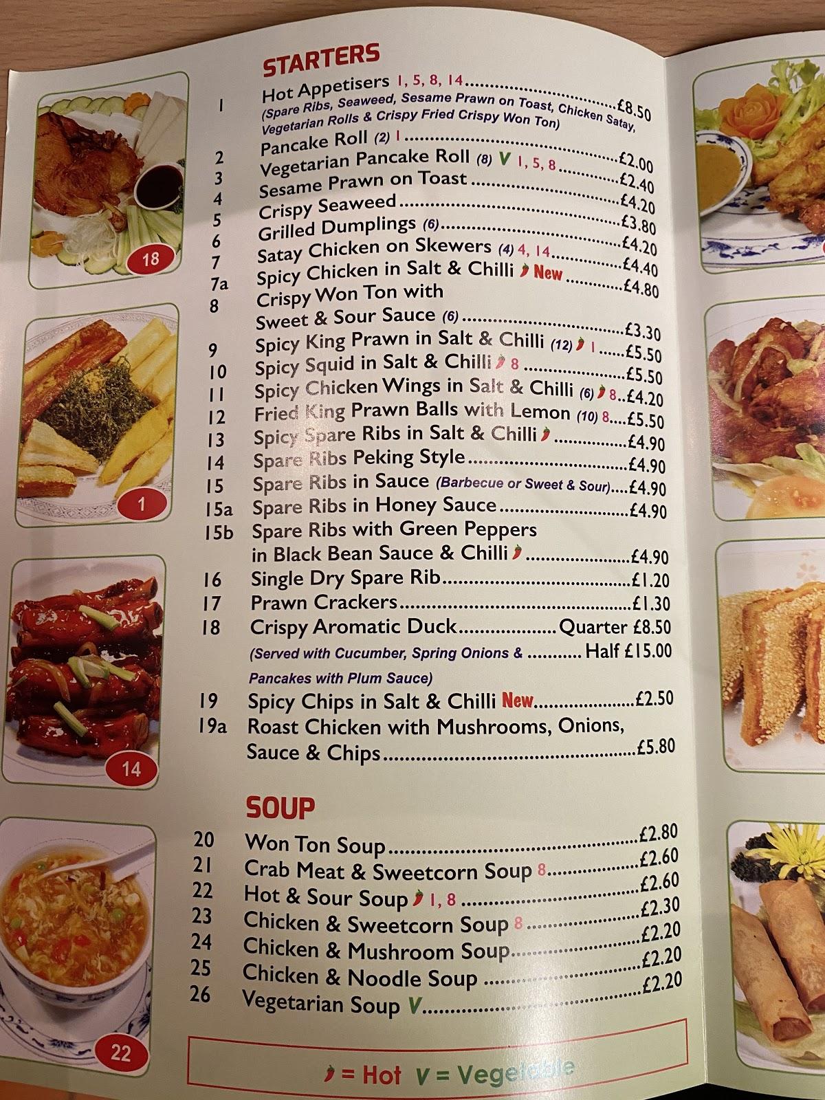 Menu at Golden Palace restaurant, Ipswich