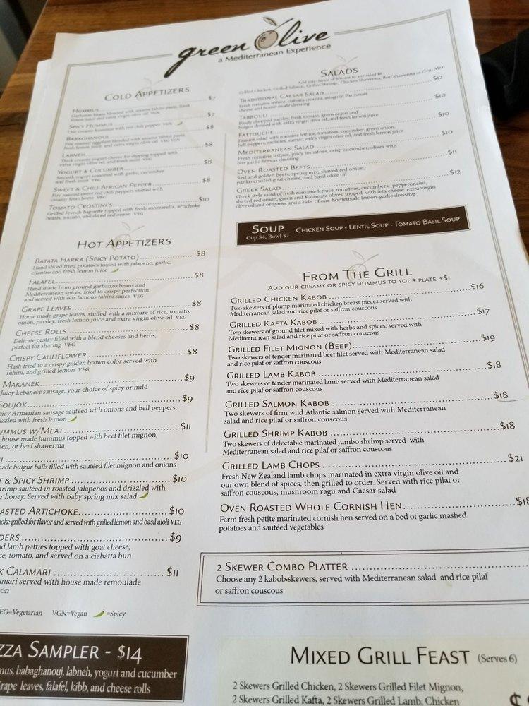 Menu at Green Olive pub & bar, Downey, Lakewood Blvd