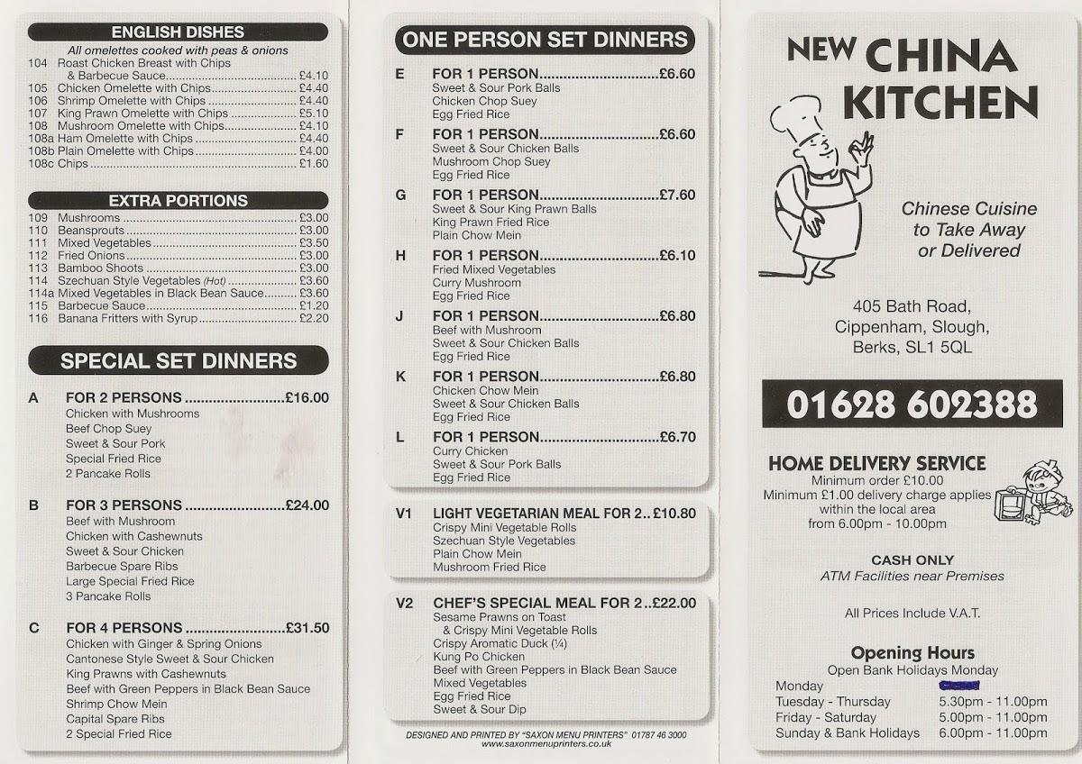Menu at New China Kitchen fast food, Slough